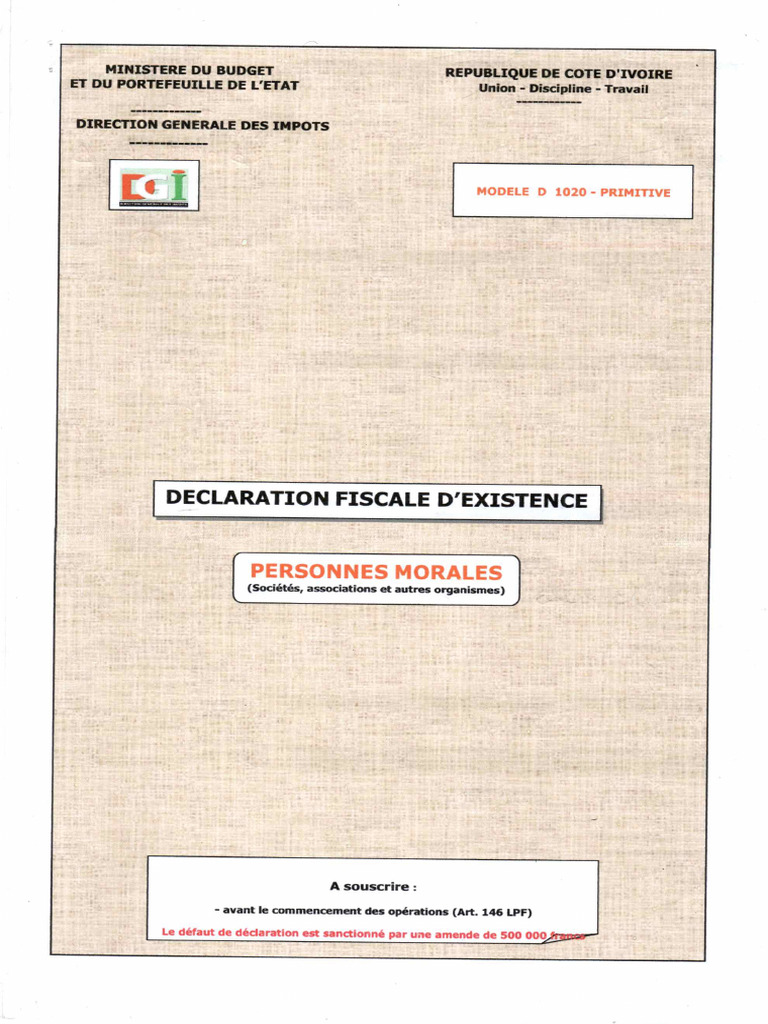 Declaration Fiscale D'Existence | PDF