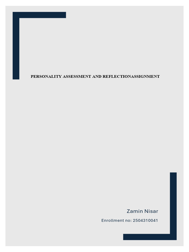 Personality Assessment and Reflection Analysis | PDF | Extraversion And ...