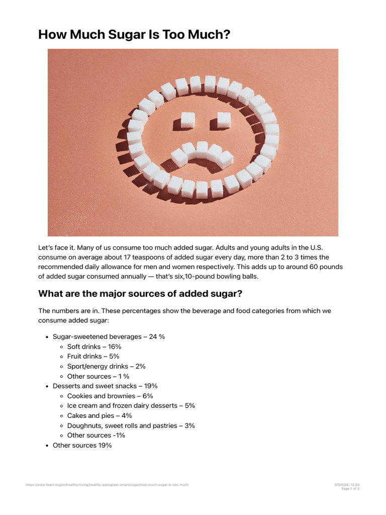How Much Sugar Is Too Much? - American Heart Association | PDF | Sugar ...