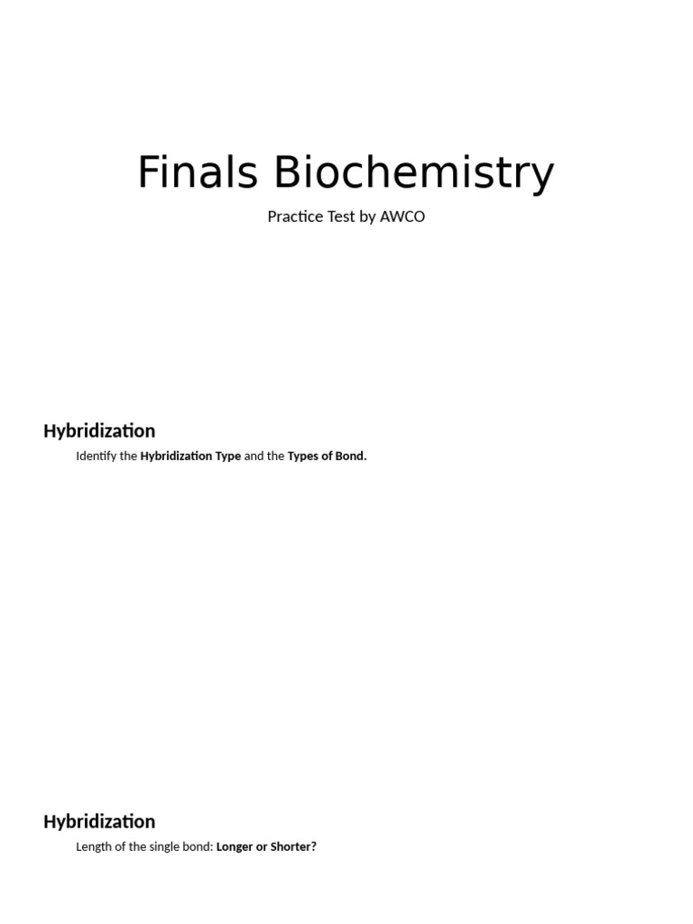 Finals Biochemistry Exercise Hybridization Thiol Sulfides Amine Amides ...