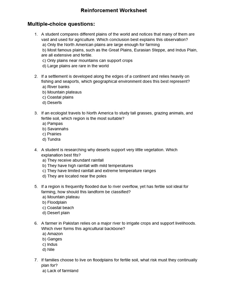 Geography Reinforcement Worksheet | PDF | Map | Longitude