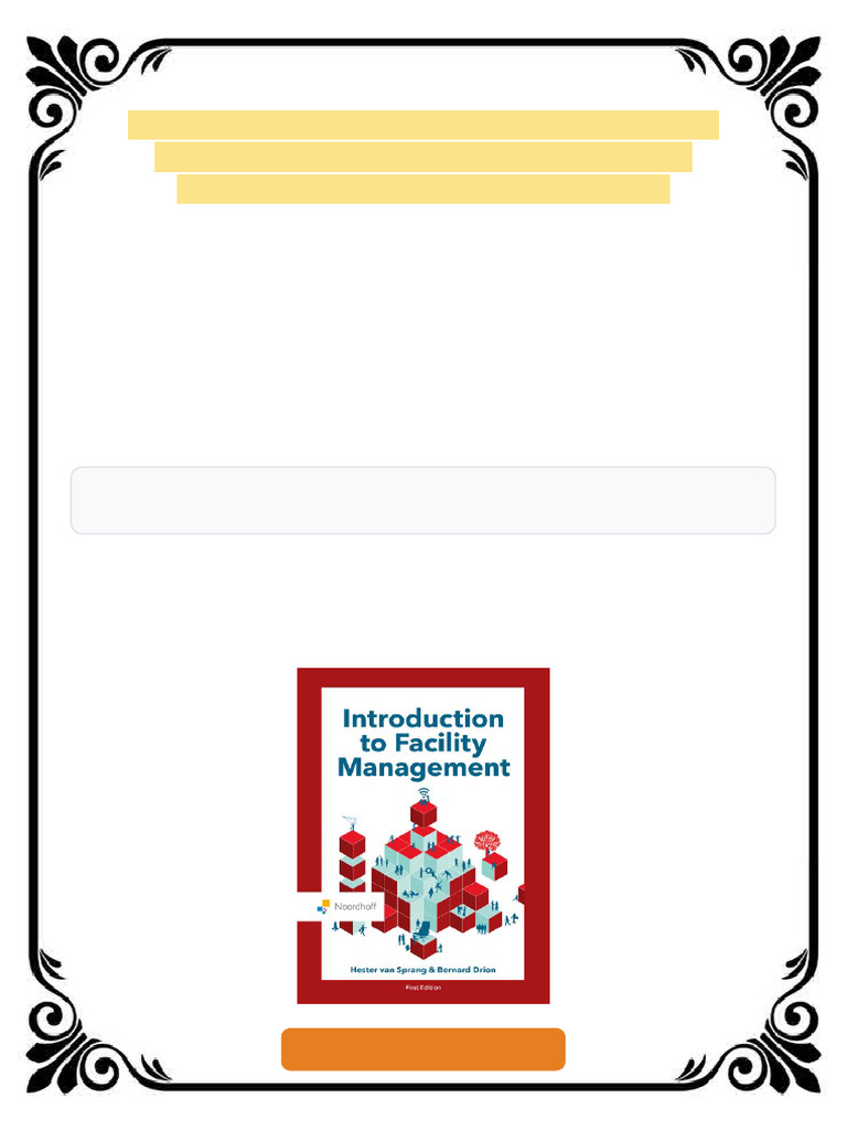 Introduction to Facility Management First International Edition Hester ...