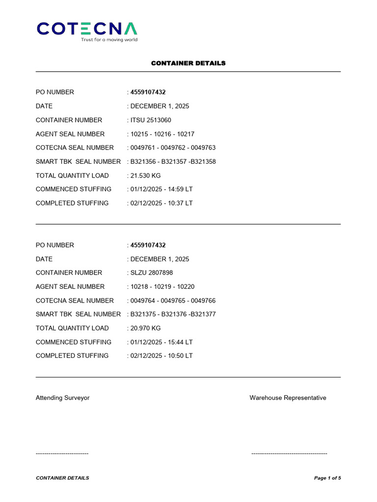 Container Details | PDF