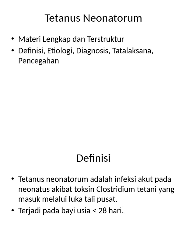 Tetanus Neonatorum: Definisi dan Pencegahan | PDF