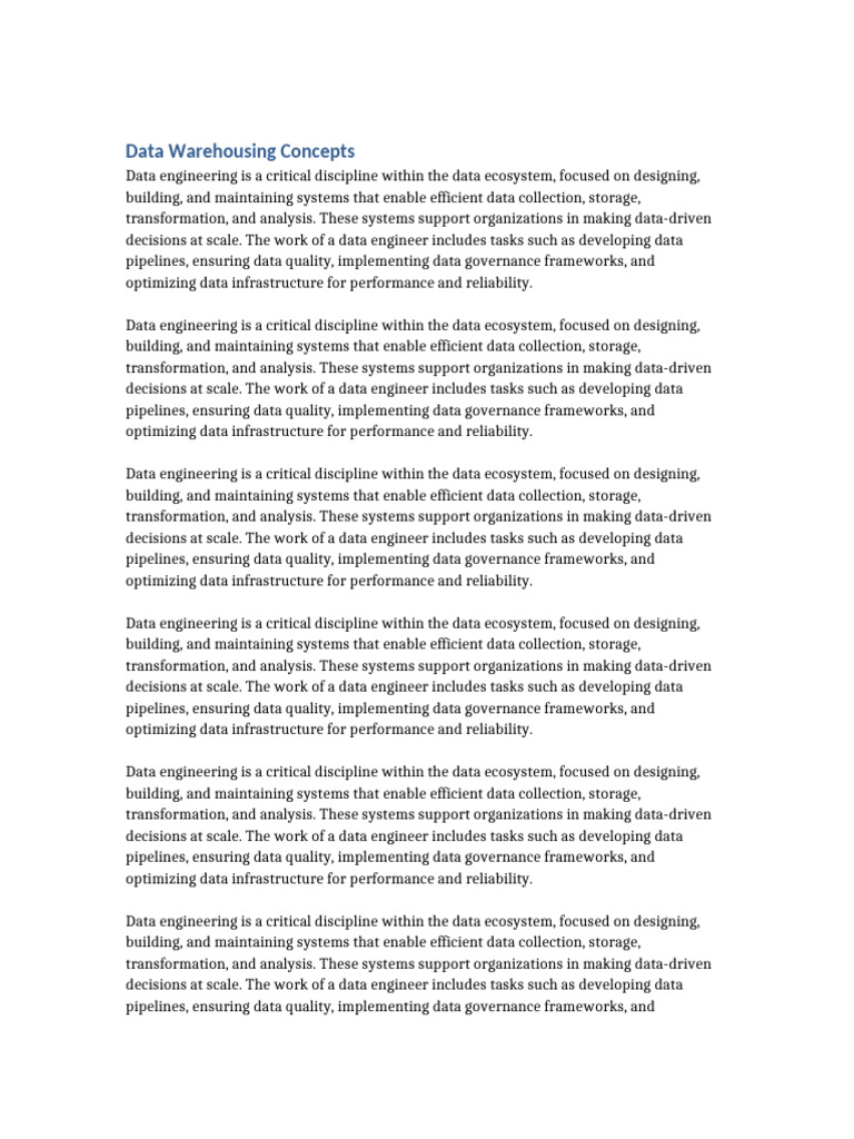 Data Warehousing Concepts | PDF | Data | Reliability Engineering