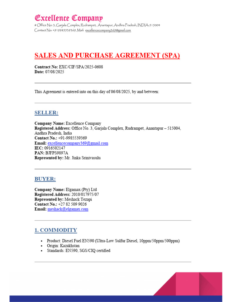 Updated SPA EN590 | PDF | Business