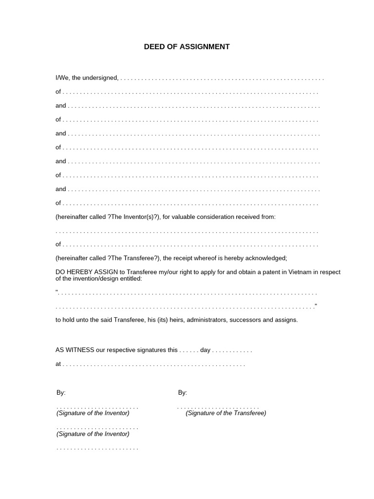 Patent Assignment Agreement Template | PDF | Intellectual Property Law ...