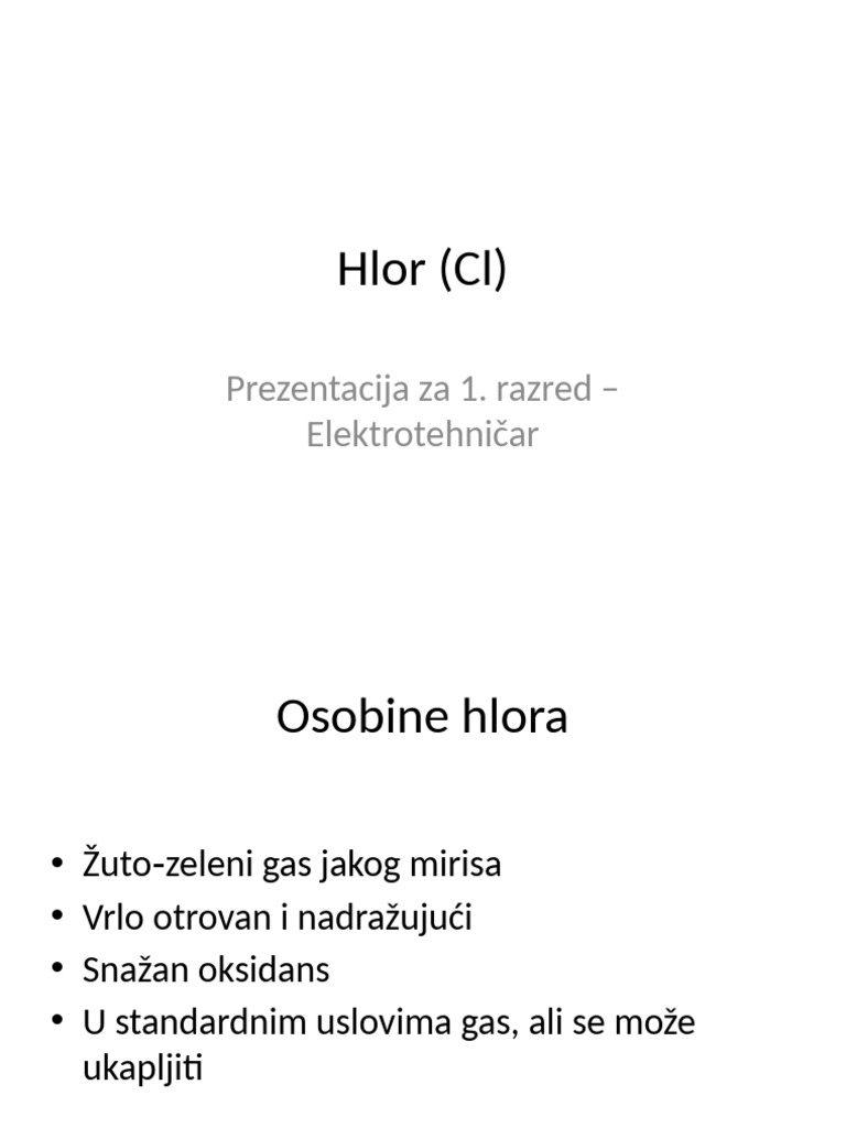 Prezentacija Hlor | PDF