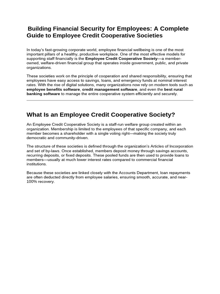 Building Financial Security For Employees | PDF | Cooperative | Employment