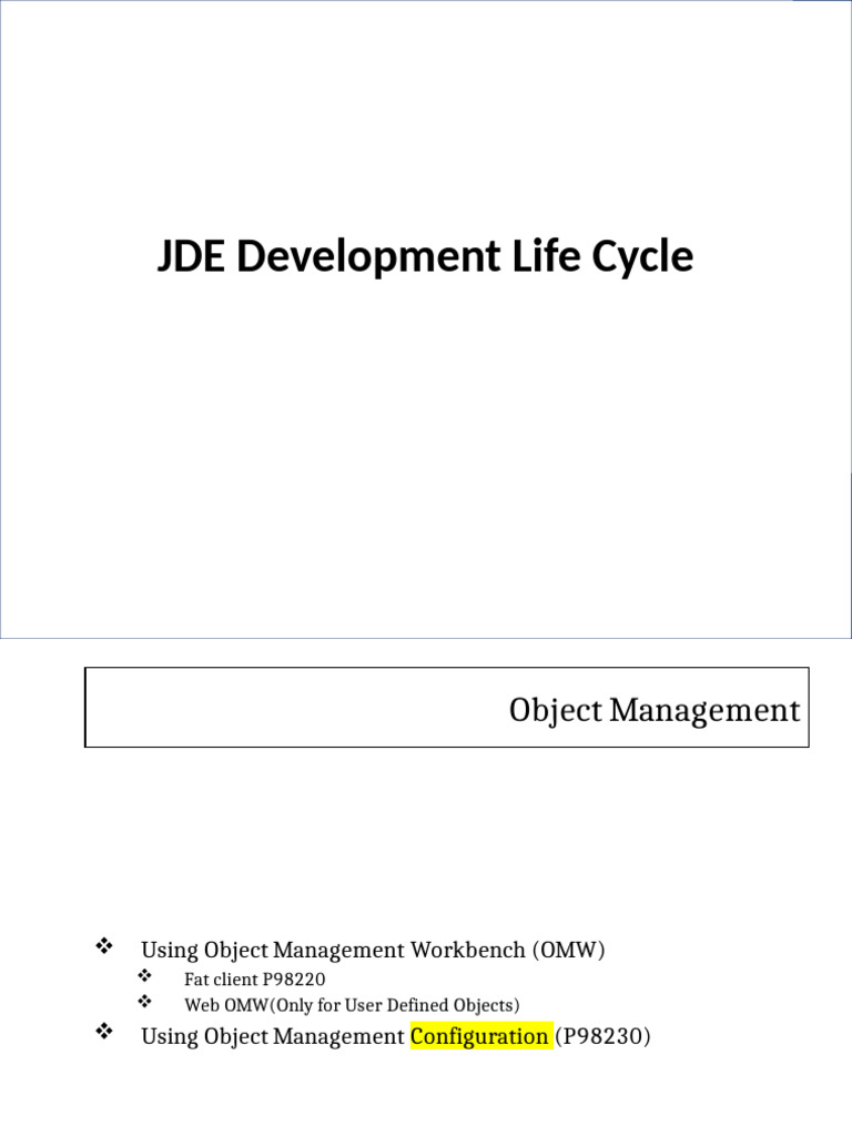 JDE Object Management Workbench Guide | PDF | Databases | Icon (Computing)