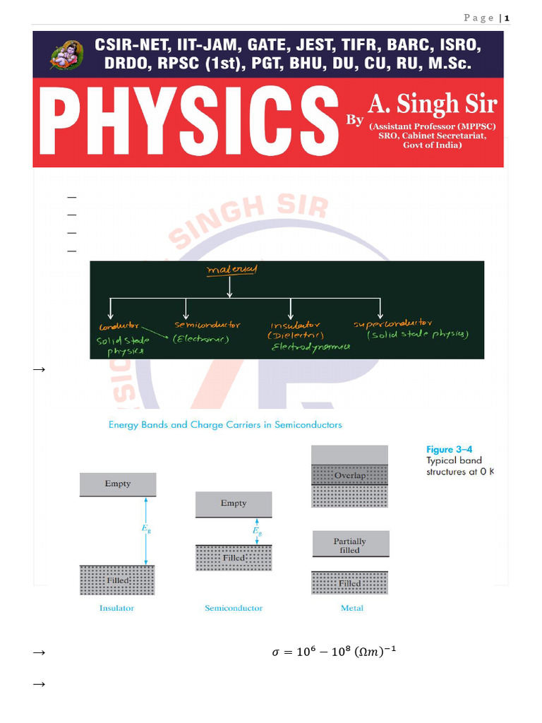 Semiconductor Physics Class Notes | PDF | Band Gap | Semiconductors