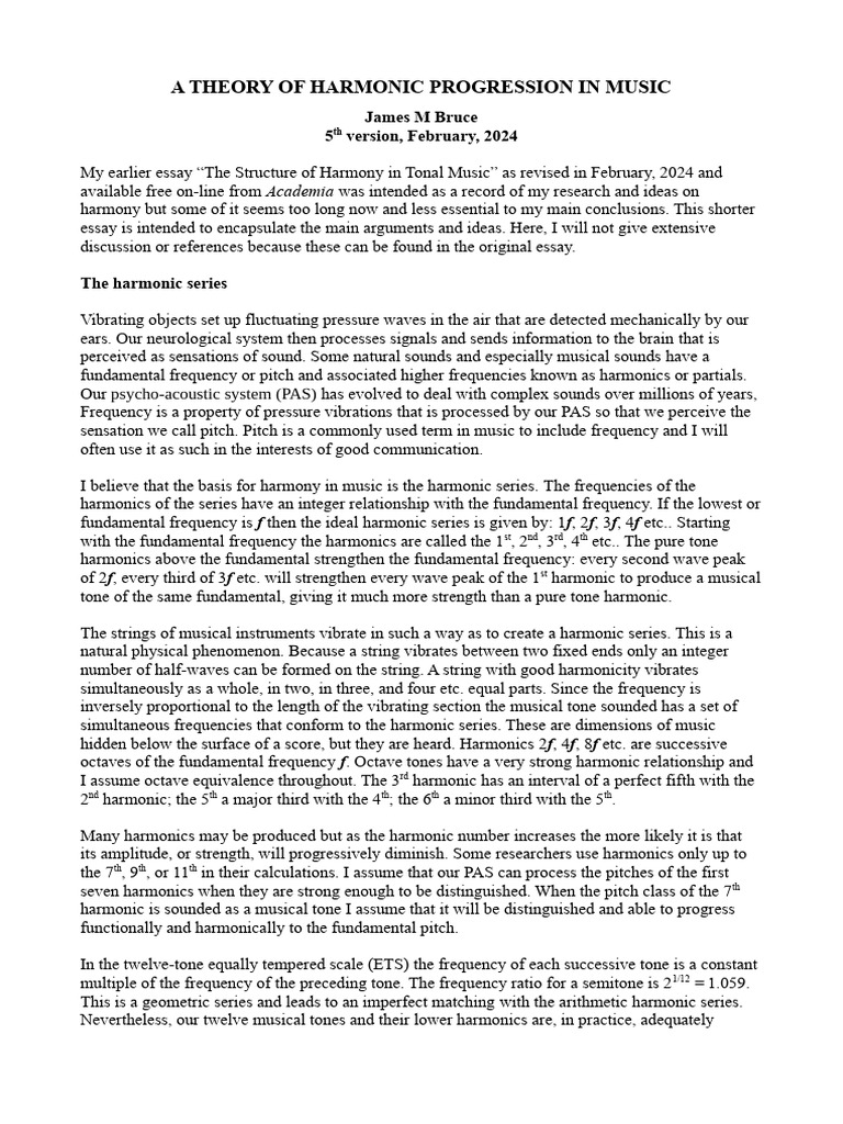 A Theory of Harmonic Progression in Music | PDF | Harmony | Harmonic