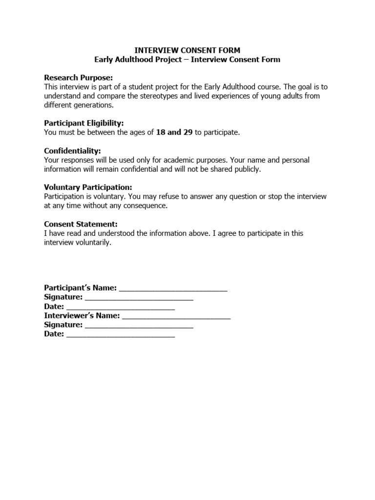 Gee 301 Interview Consent Form | PDF