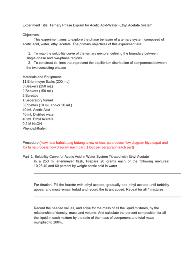 Ternary Phase Diagram of Acetic Acid System | PDF | Titration | Chemistry