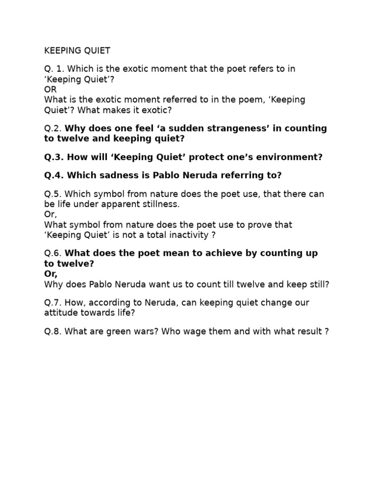 Keeping Quiet | PDF
