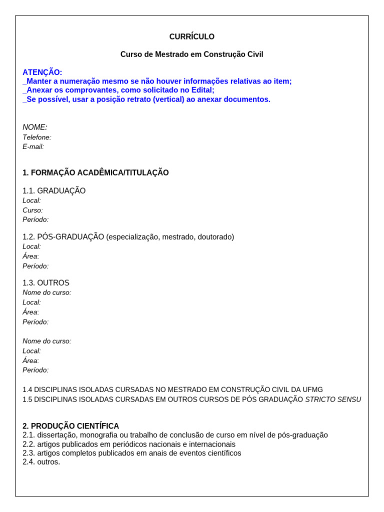 Modelo de Curriculo 2024 | PDF