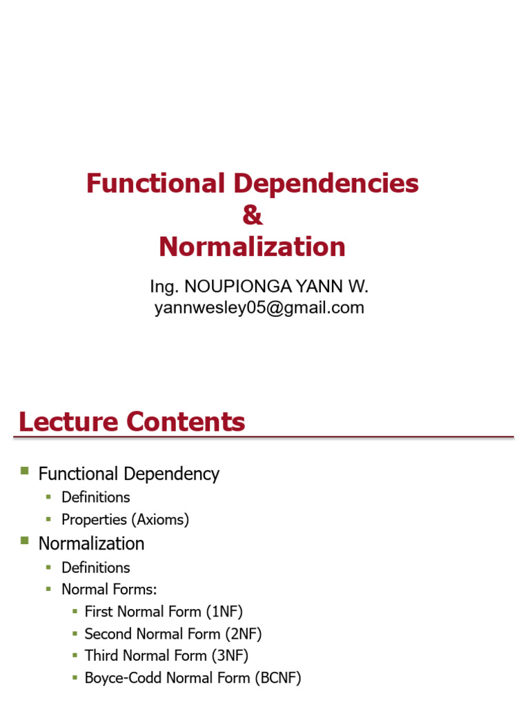 Functional Dependencies and Normalization Guide | PDF | Databases ...