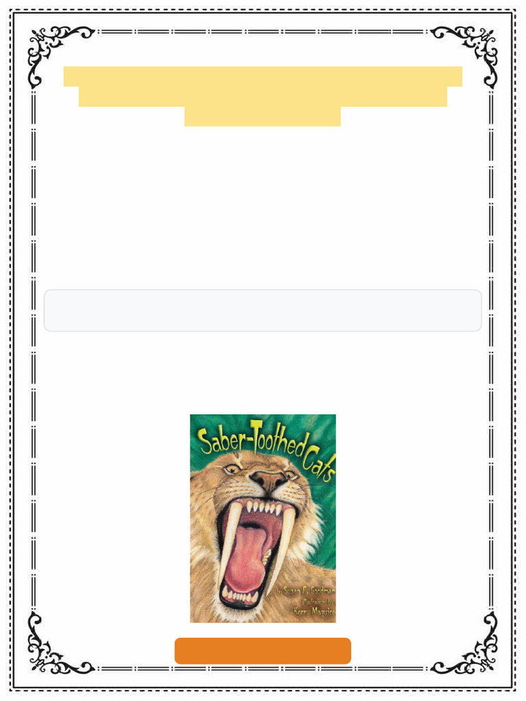 Saber Toothed Cats On My Own Science Susan E. Goodman Ebook Corrected ...