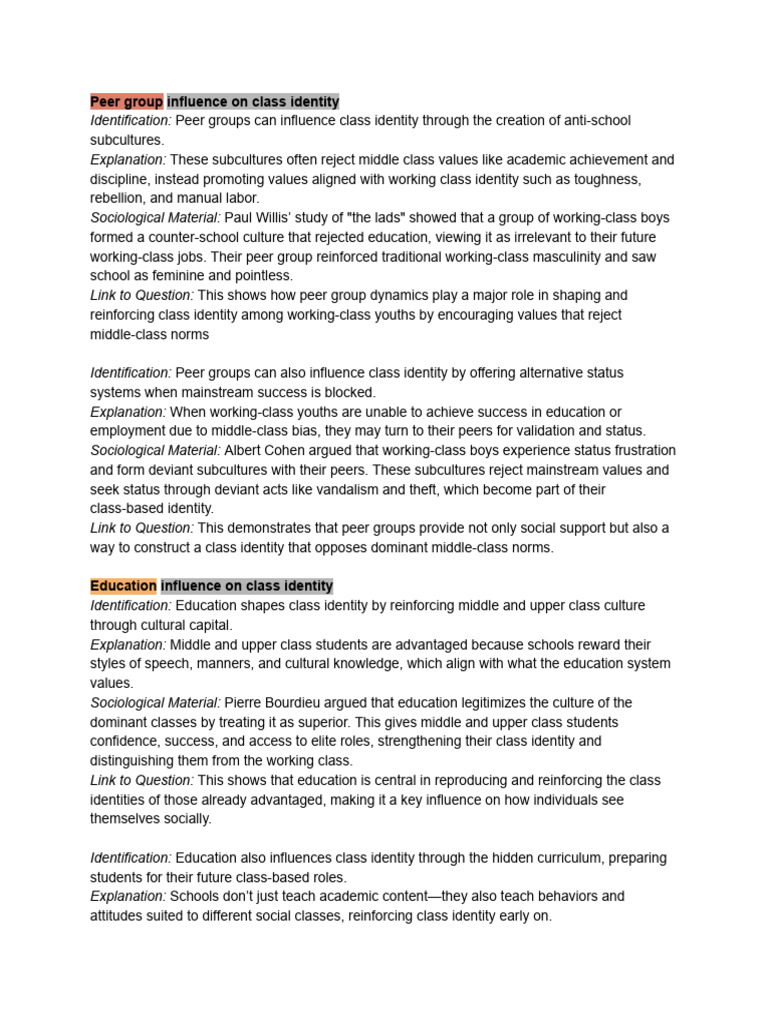 Class Identity - Google Docs | PDF | Poverty | Poverty & Homelessness