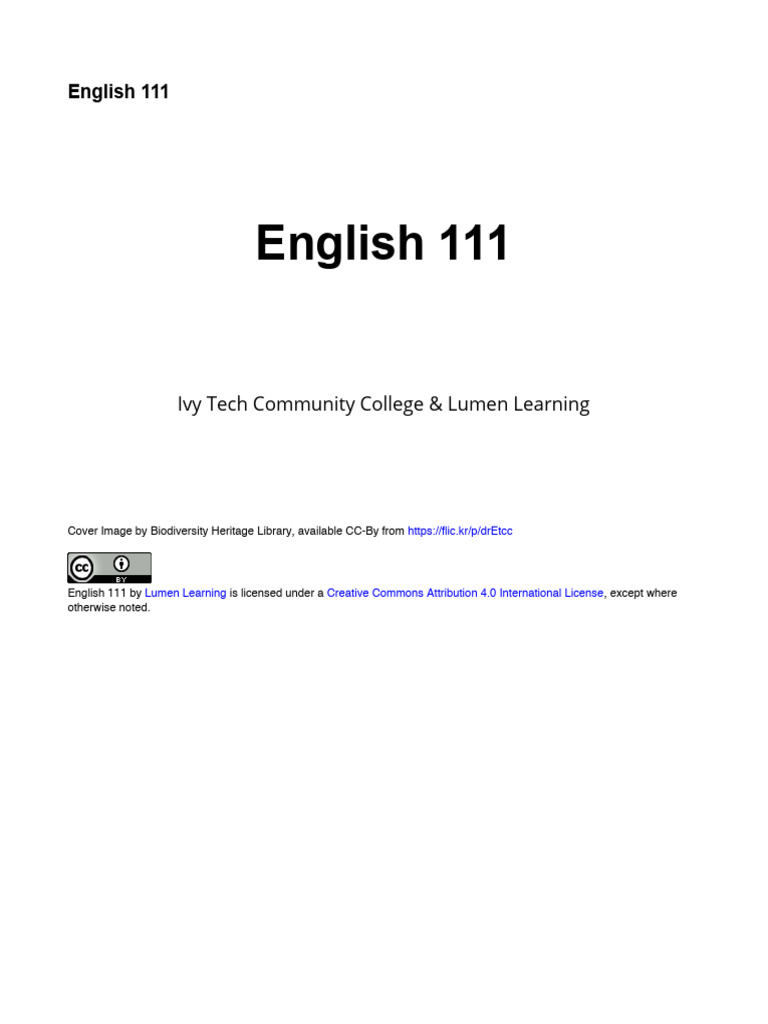 English 111 | PDF | Reading Comprehension | Citation