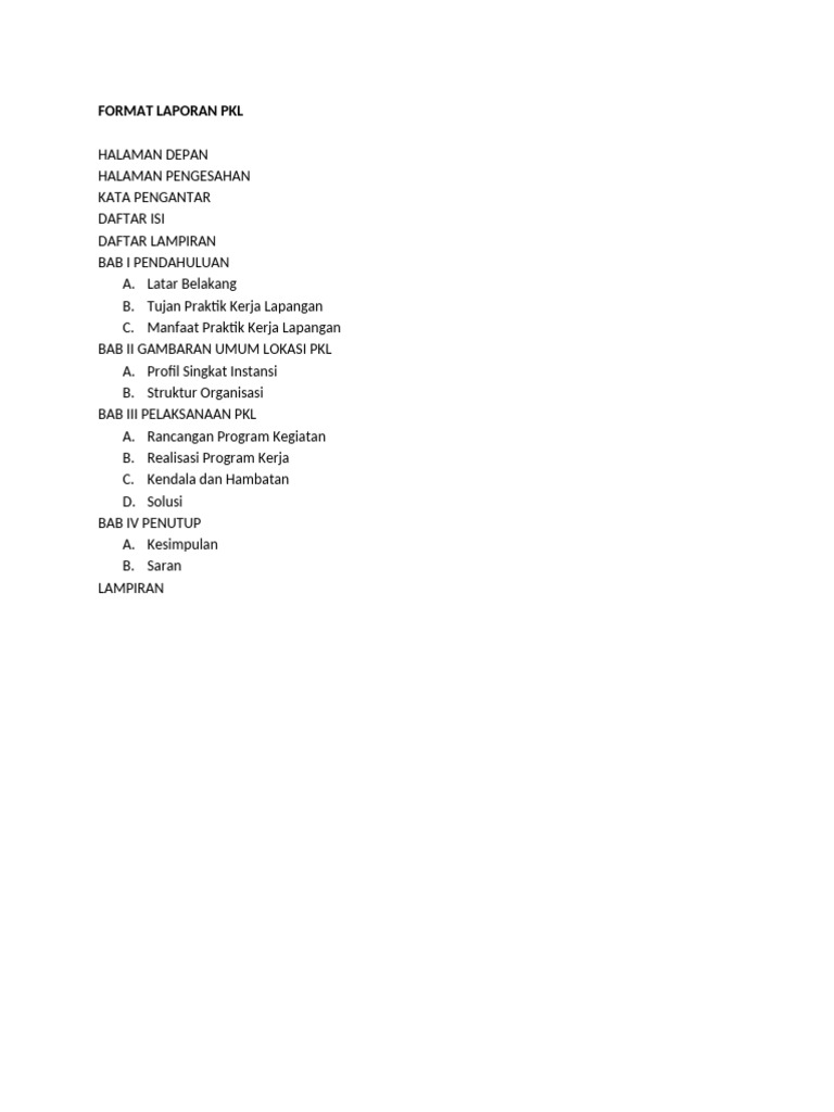 Format Laporan Pkl 2025 | PDF