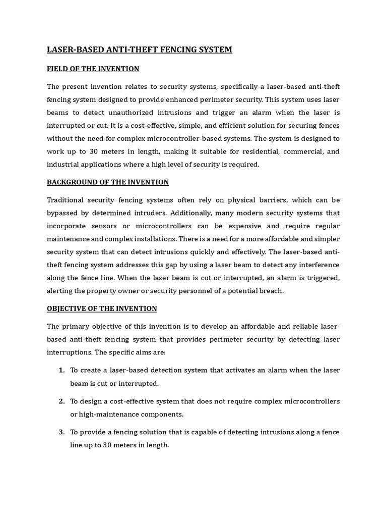 Laser Anti-Theft Fencing System | PDF | Security Alarm