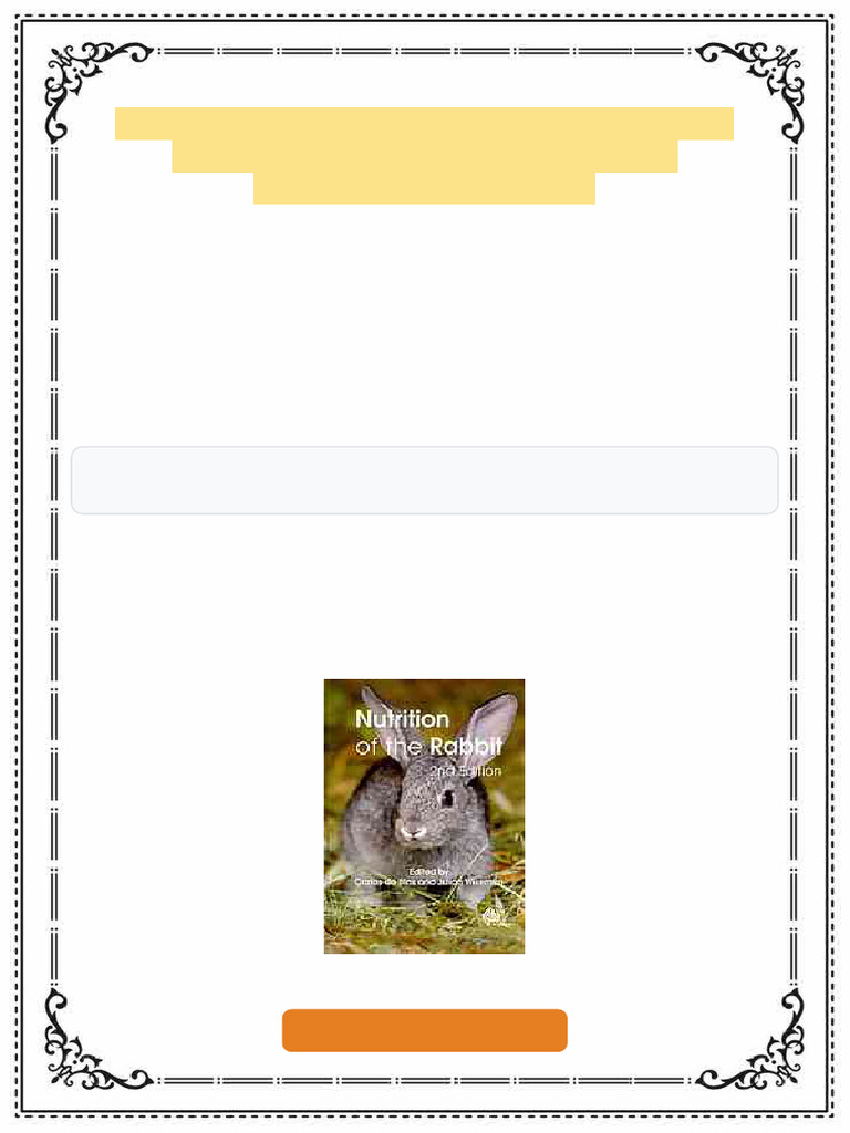 Nutrition of The Rabbit 2nd Ed Edition C de Blas Ebook Professional PDF ...