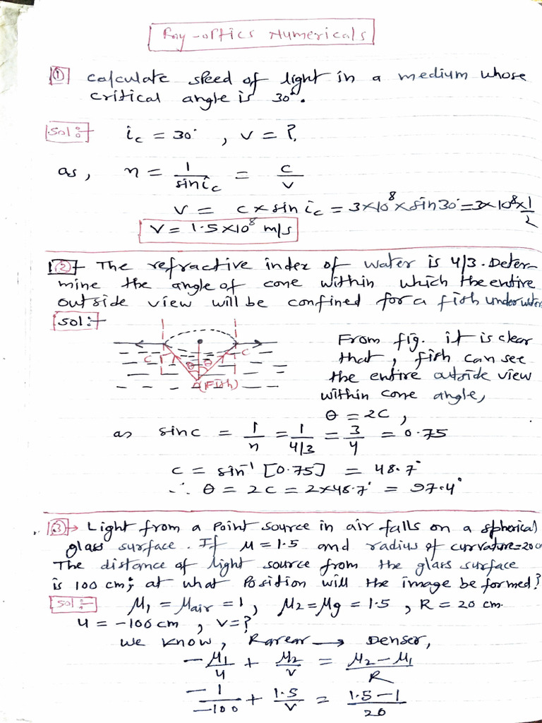 Ray Optics Numerical (2) | PDF