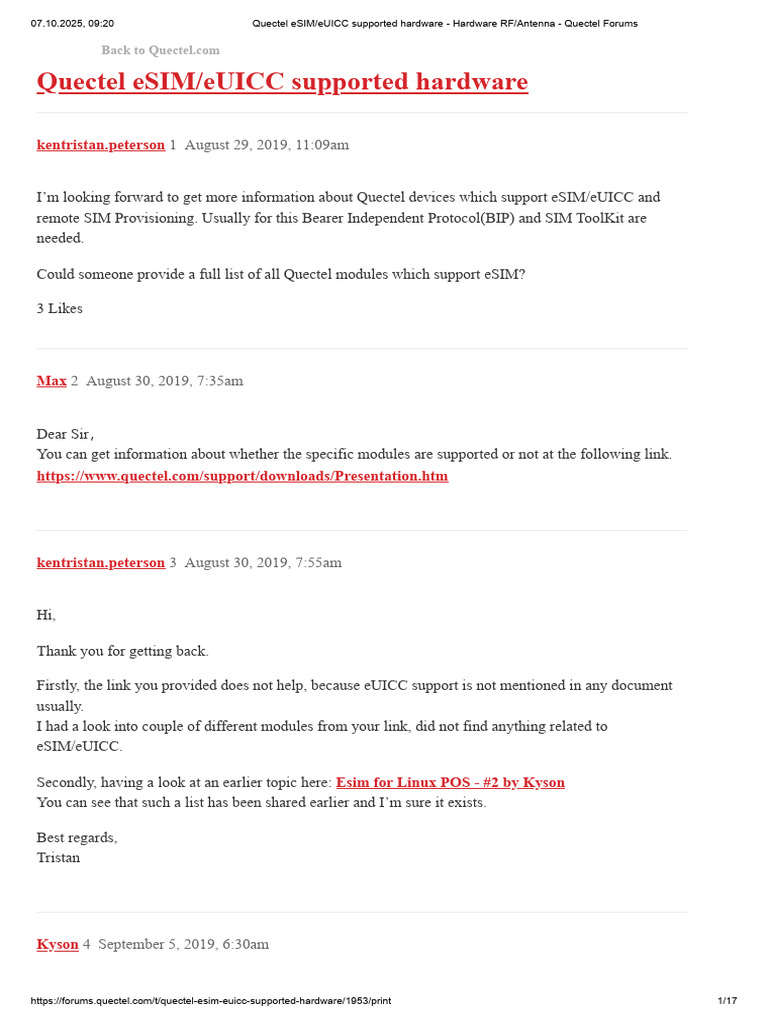 Quectel eSIM/eUICC Hardware List | PDF | Computer Architecture ...