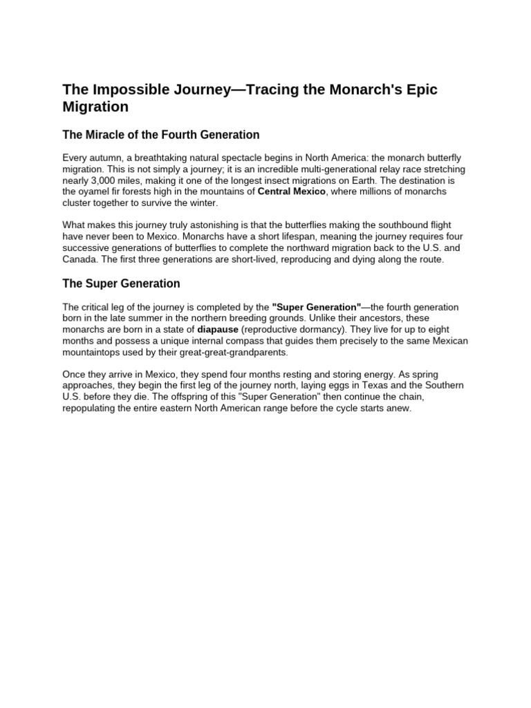 Monarch Butterfly Migration Explained | PDF