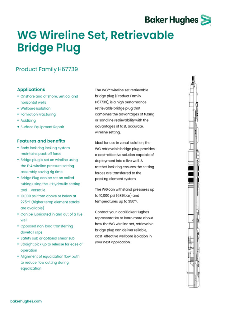 1.2 WG Wireline Set Retrievable Bridge Plug Spec Sheet | PDF
