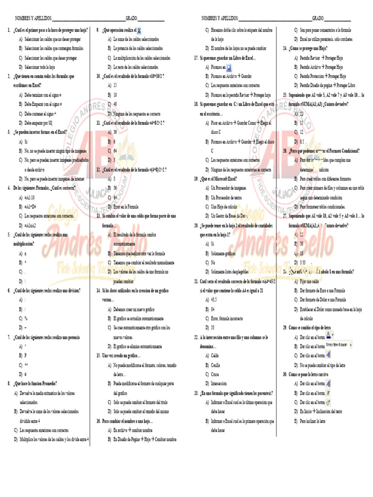 EX 5 PRIM | PDF | Microsoft Excel | Hoja de cálculo