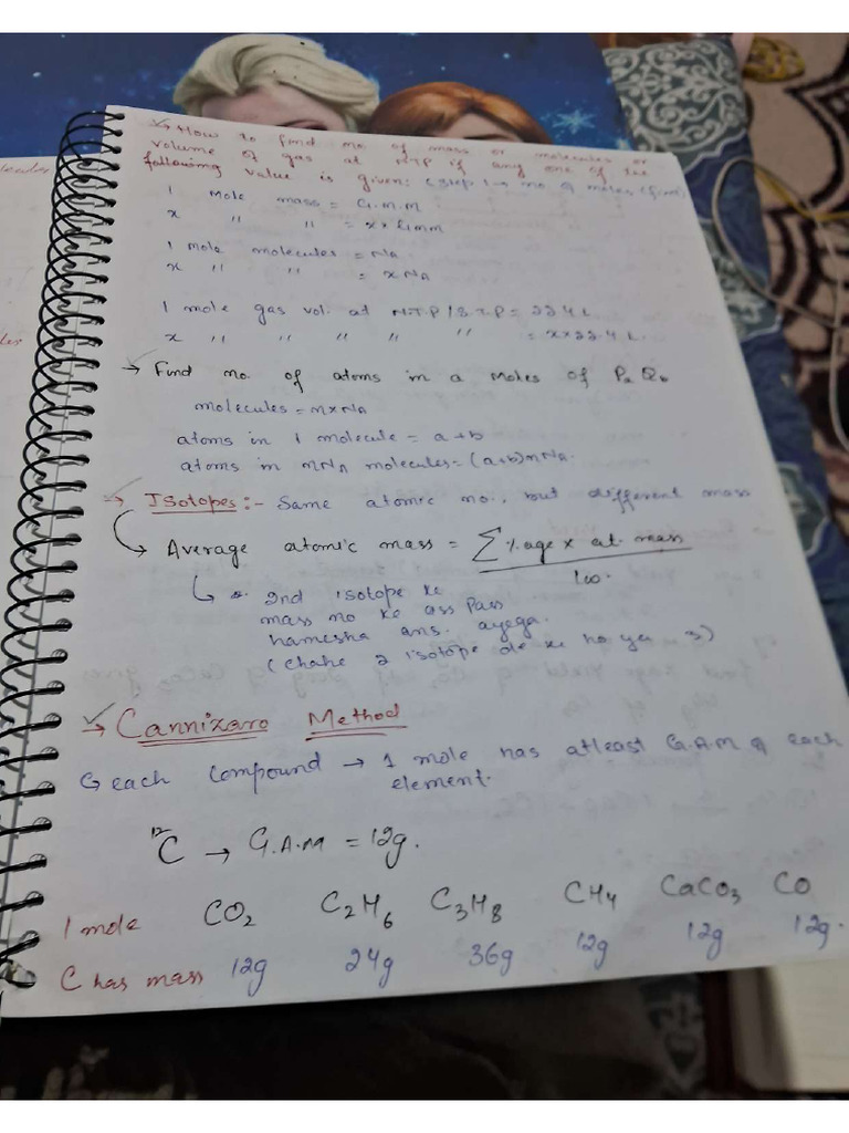 Chemistry Neet Short Notes of Mole Concept | PDF