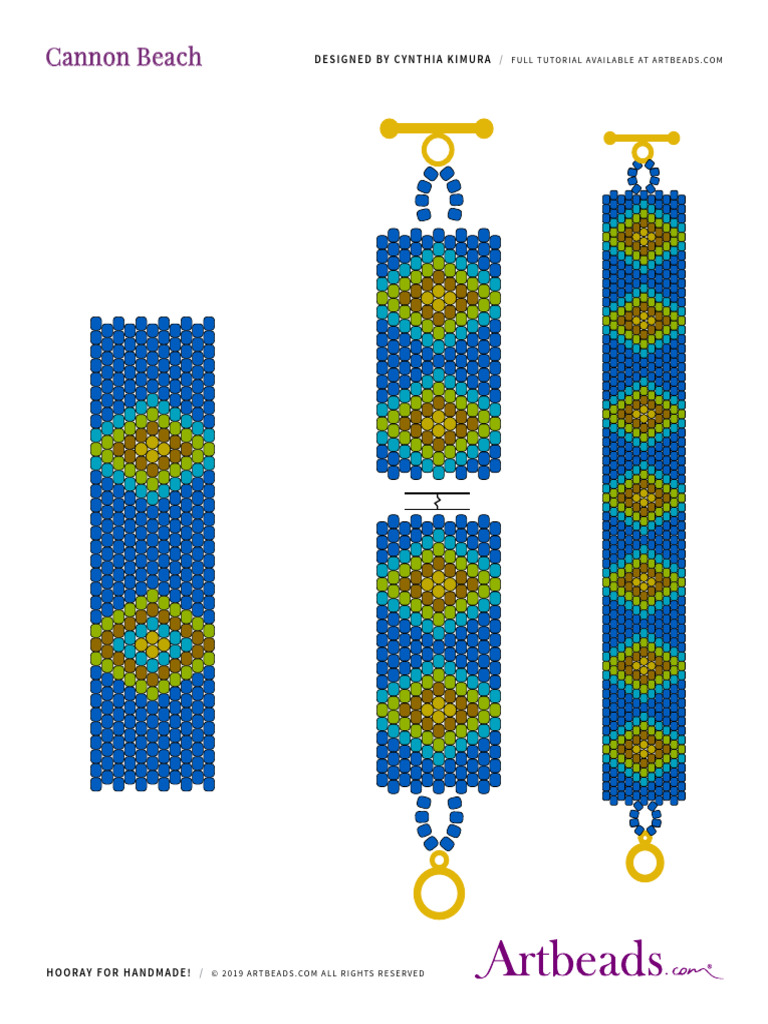 Cannon Beach Bracelet Ring Seed Bead Peyote Stitch Set Diagram | PDF