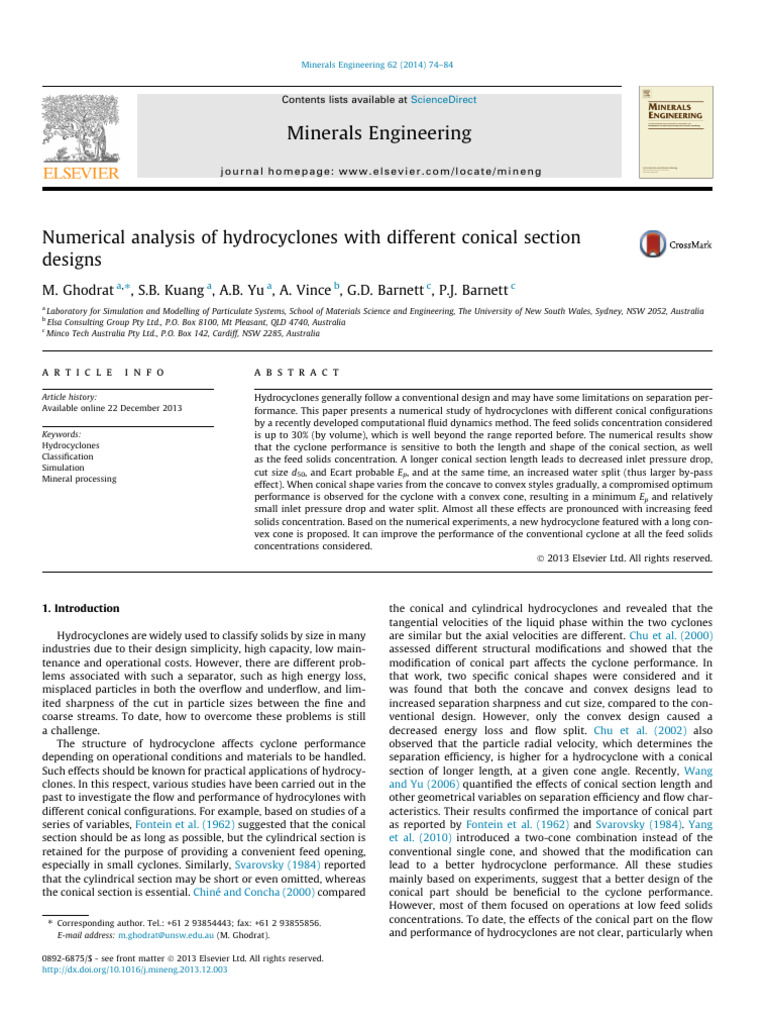 Numerical Analysis of Hydrocyclones With Different Conical Section ...