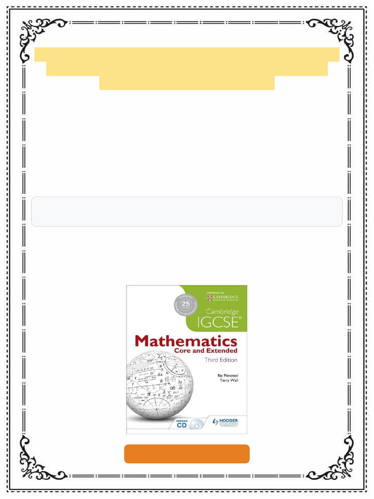 Cambridge IGCSE Mathematics Core Extended 3 Pap/Cdr Edition Ric Pimentel ebook every chapter ...