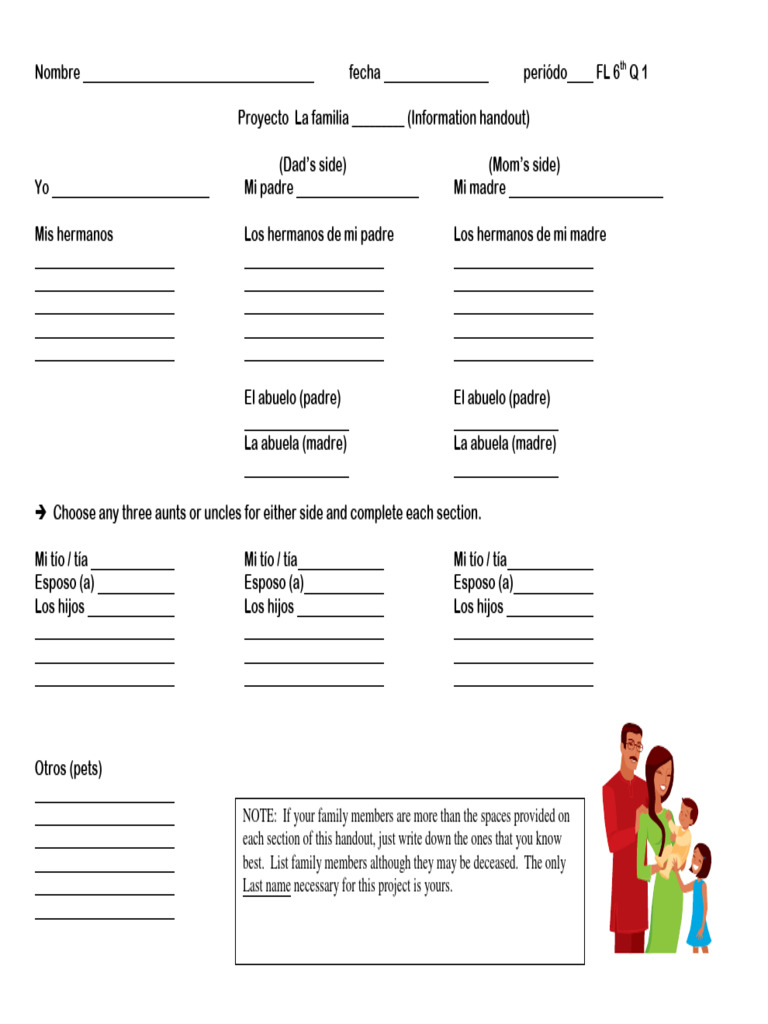 Project Handout La Familia y Ejemplo | PDF