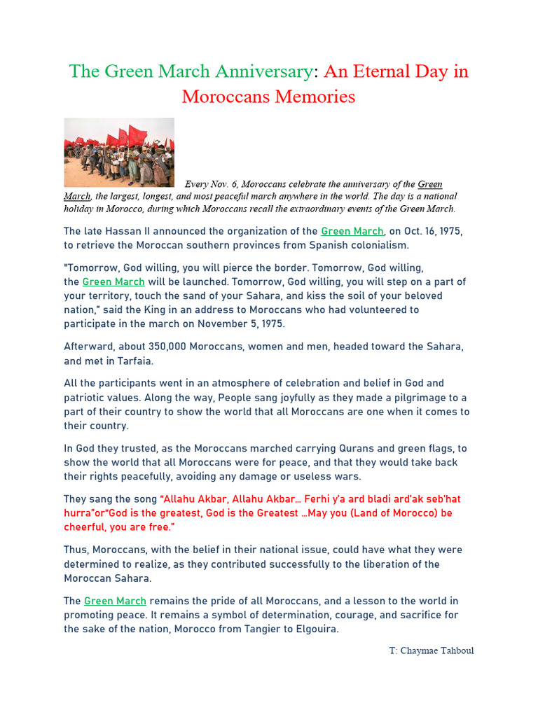 Morocco's Green March: A National Legacy | PDF