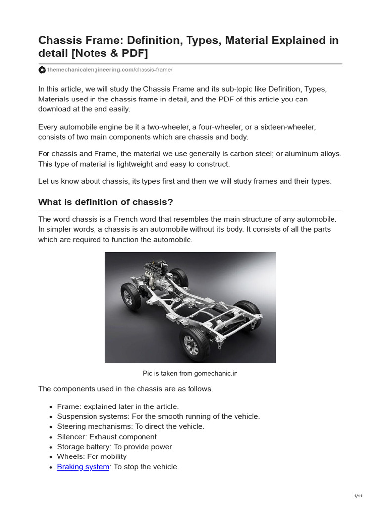 Chassis Frame: Types and Materials Explained | PDF | Truck | Bus