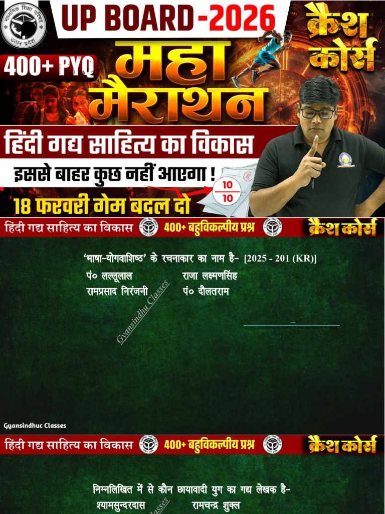 400 Hindi Gadya Sahity Ka Vikas MCQ | PDF
