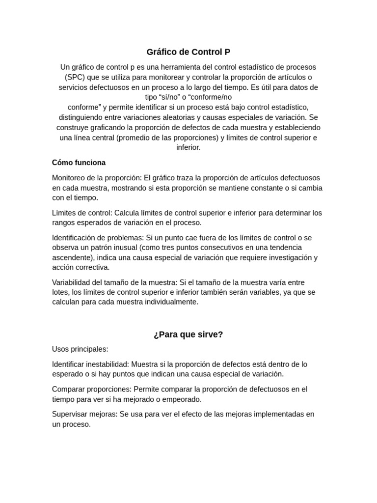 Gráfico de Control P: Monitoreo de Defectos | PDF