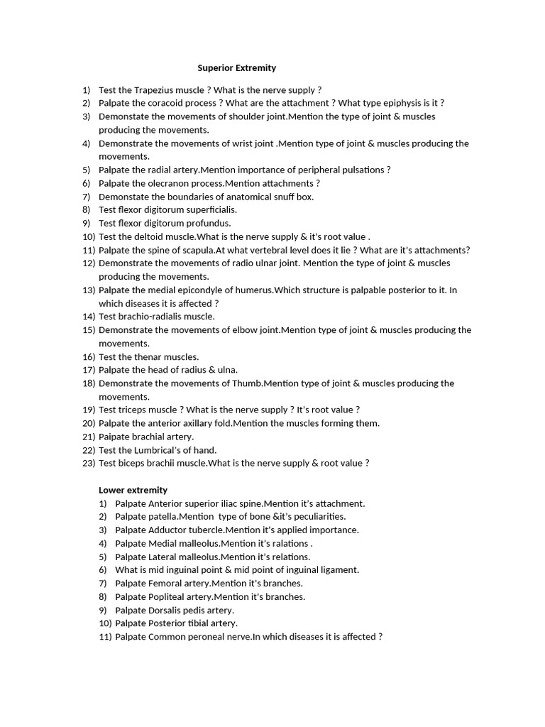 Living Anatomy Question Bank. | PDF | Human Anatomy | Musculoskeletal ...