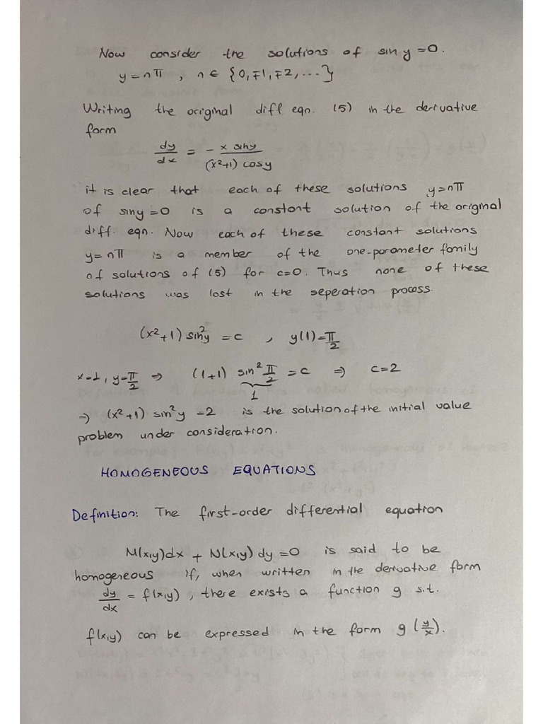 Homogeneous Equations Note 1 | PDF