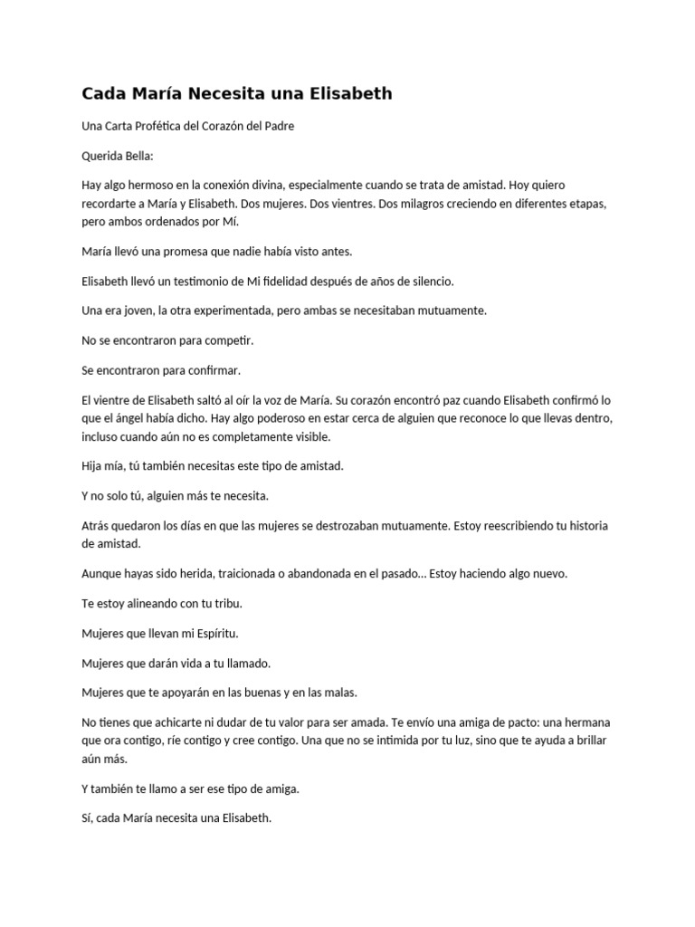Cada María Necesita Una Elisabeth | PDF | Amistad | Amor