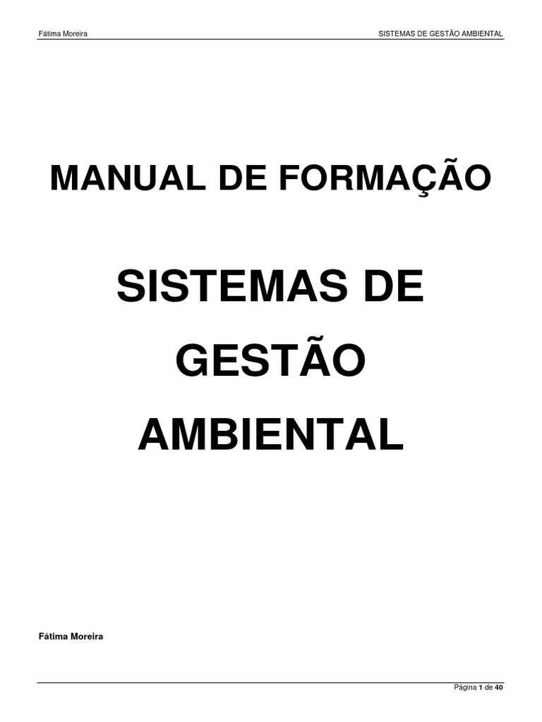 Manual de Formação de Sistemas Gestão Ambiental | PDF | Gás de efeito ...