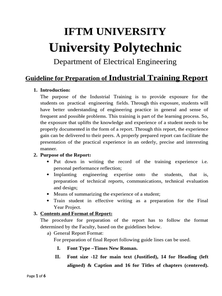 Industrial Training Report Guidelines | PDF | Experience