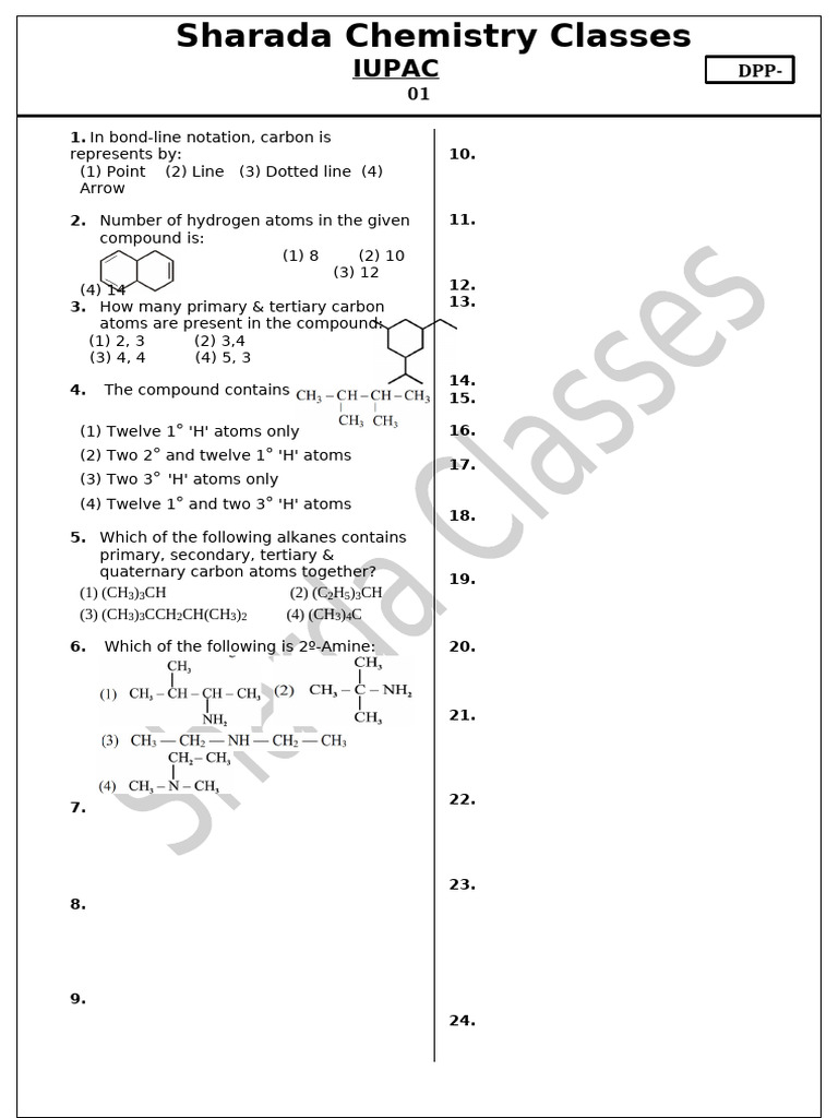 IUPAC Chemistry Practice Questions | PDF