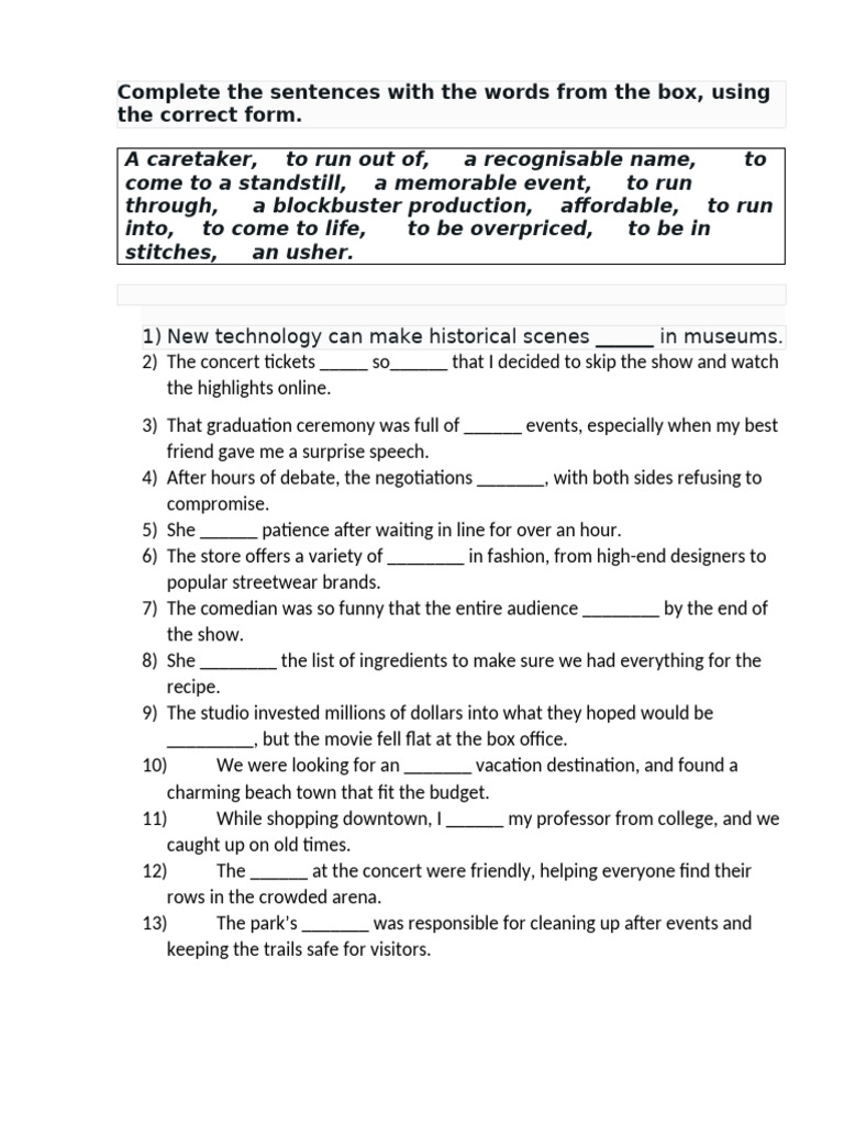Vocabulary Test Unit 3 | PDF
