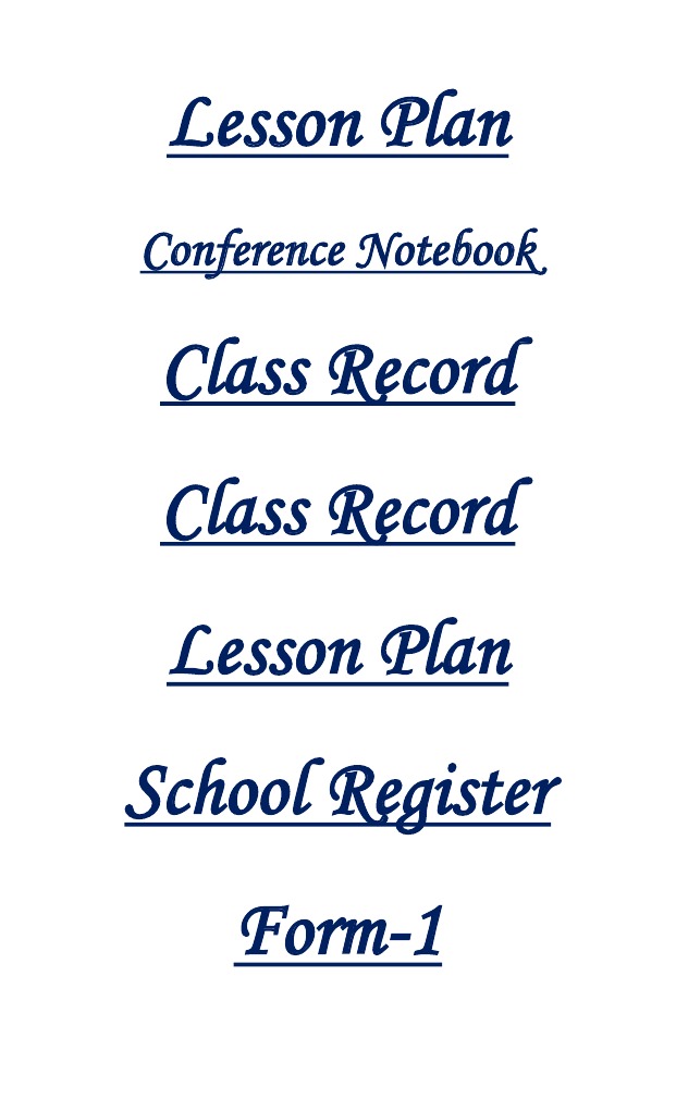 Conference Notebook: Lesson Plan Class Record Class Record Lesson Plan ...