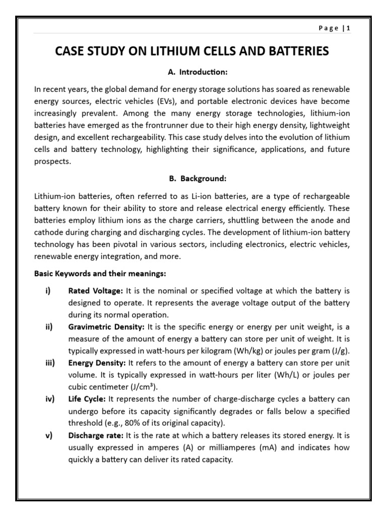 Lithium Cells and Batteries Case Study | PDF | Lithium Ion Battery ...